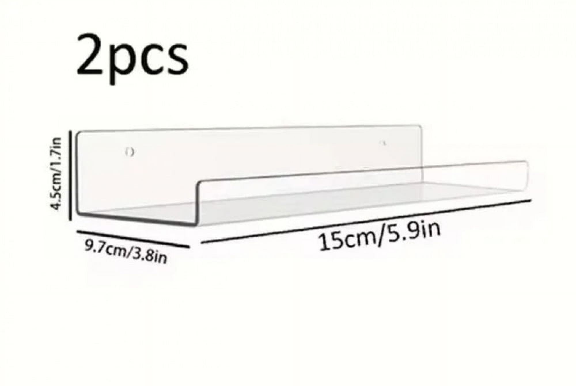 2pc Clear Acrylic Storage Rack Wall Mounted Book Floating Shelf Makeup ...