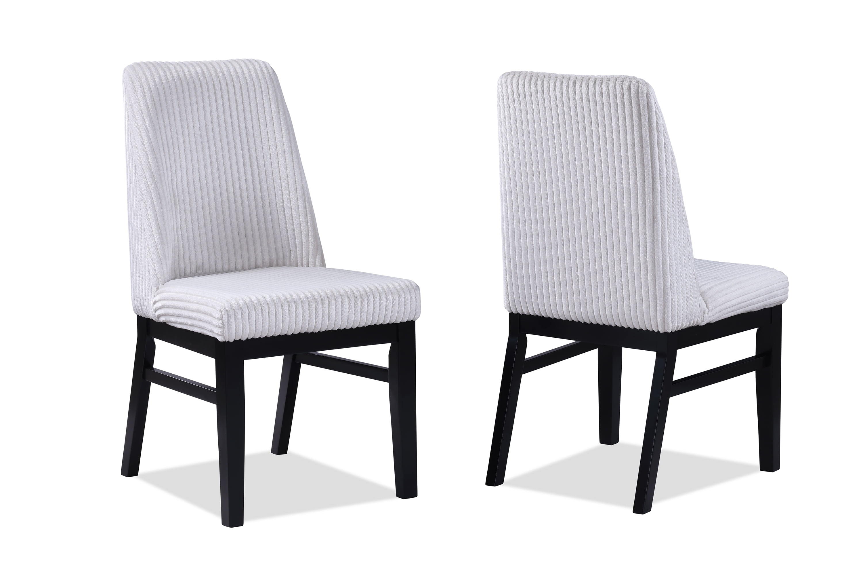2pc Contemporary Upholstered Side Chair White Textured Fabric ...