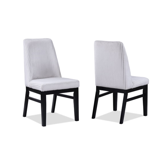 2pc Contemporary Upholstered Side Chair White Textured Fabric ...
