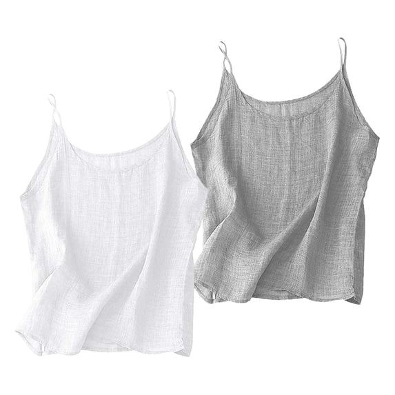 2pc Cotton Linen Tank Tops Ribbed Tank Tops Linen T Shirt Workout Tank ...
