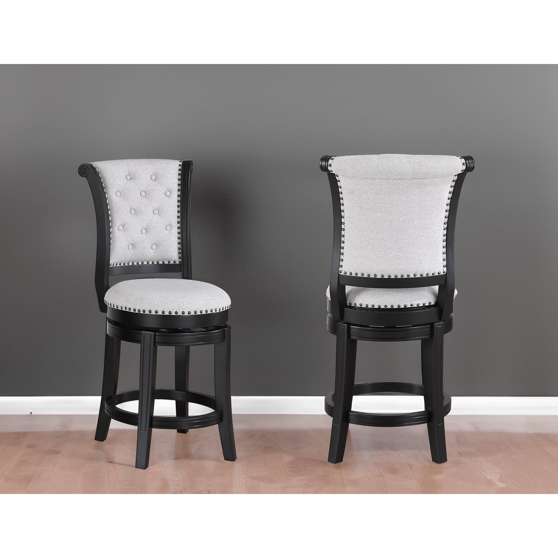 2pc Counter Height 24" Swivel Pub Stools With Upholstered Seat And ...