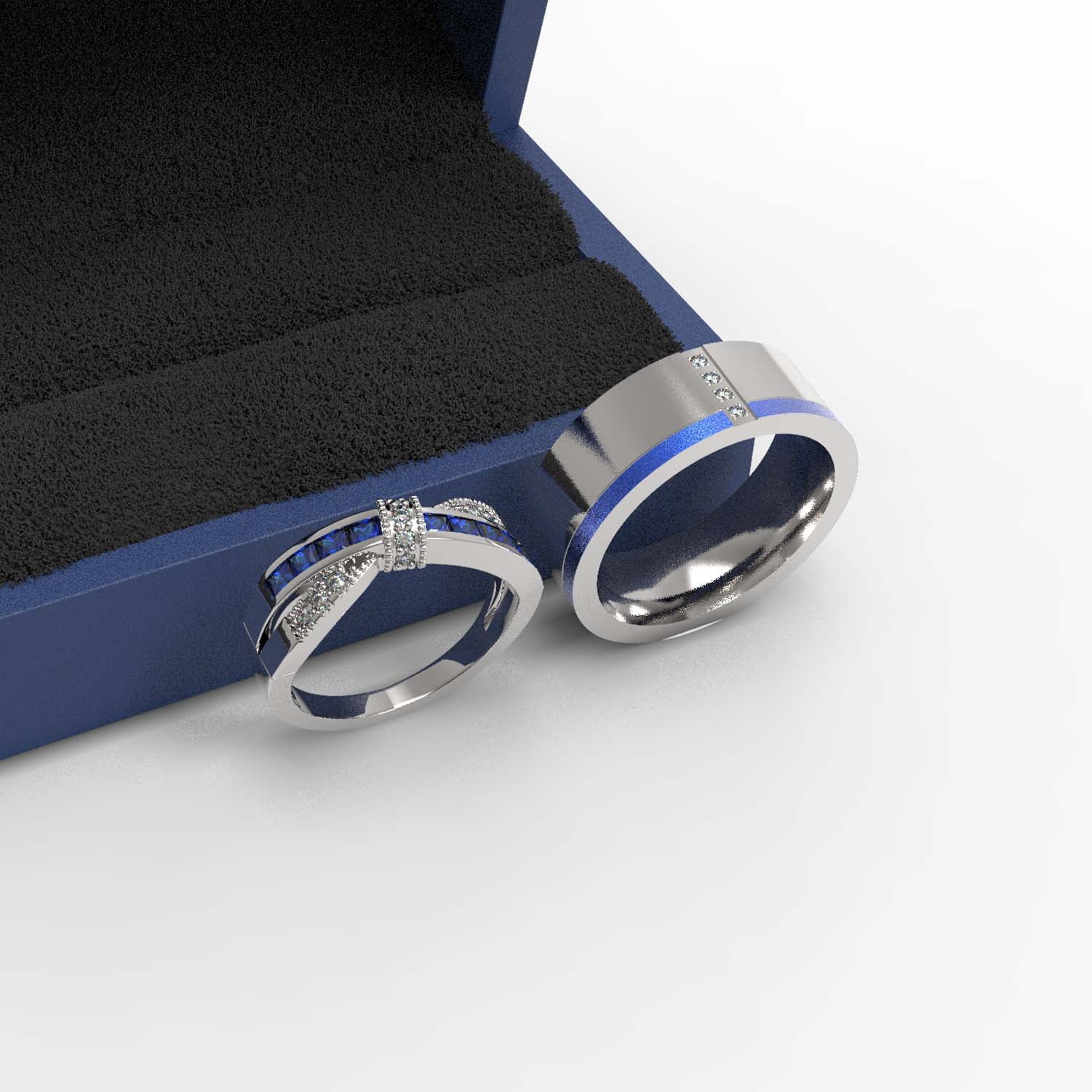 2pc Couples Wedding Ring Sets His And Hers Women Sterling Silve Round ...