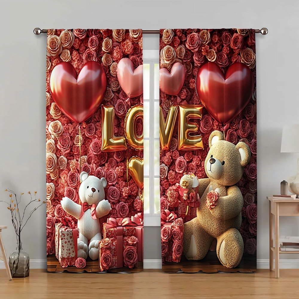 2pc Curtain Love and Gifts Versatile Polyester Fabric Without ...