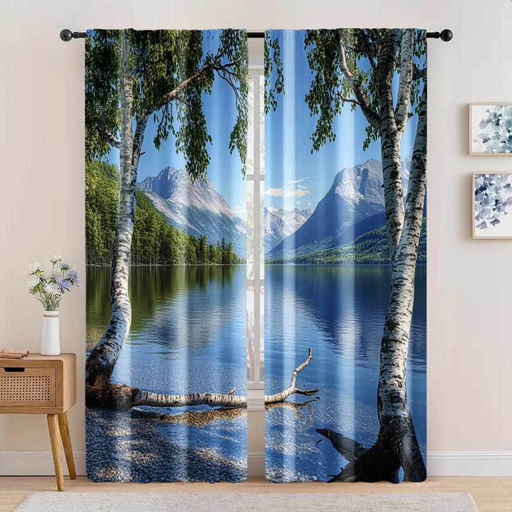 2pc Curtain National Park Machine Washable Fabric Without Electricity ...