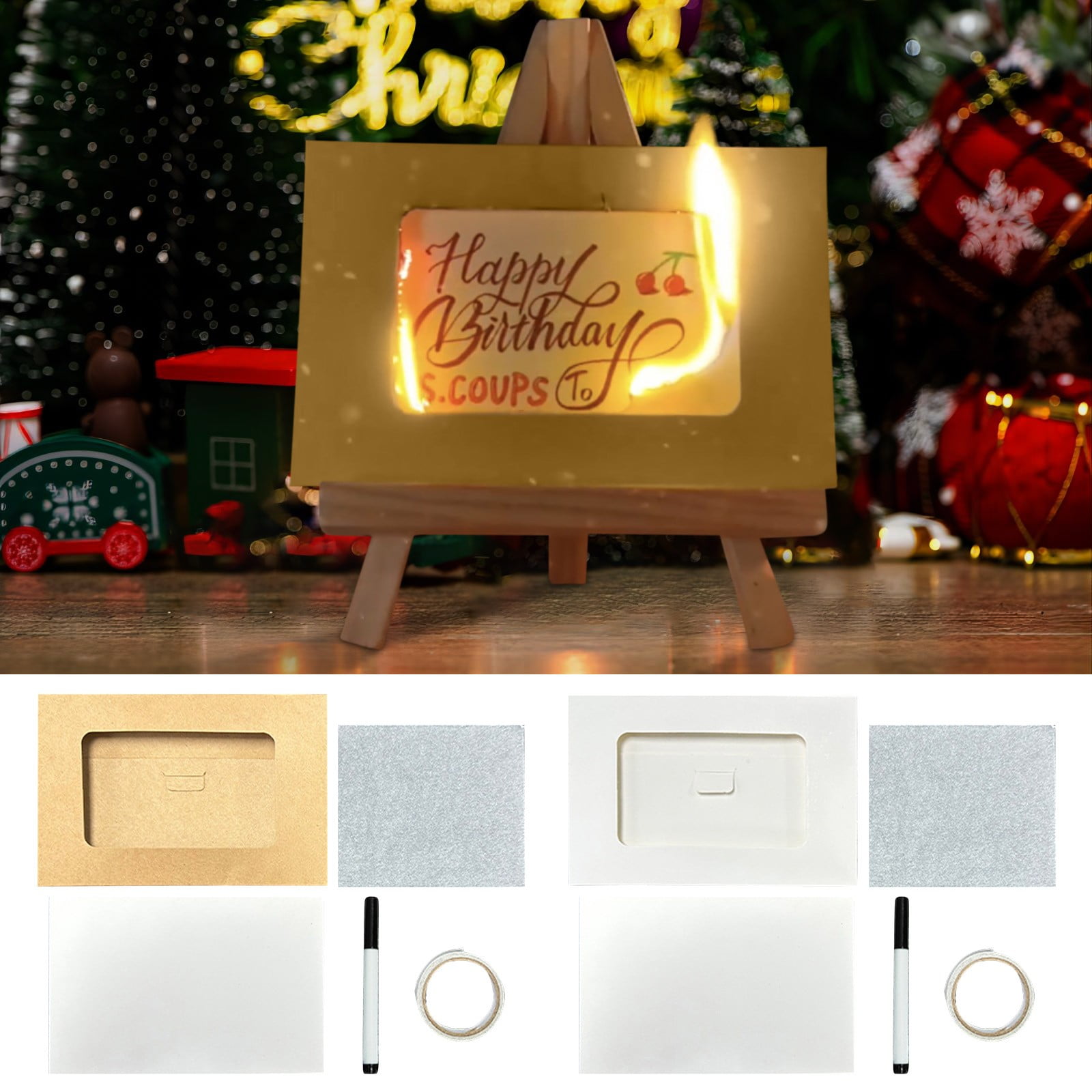 2pc DIY Burning Greeting Card Christmas Flame Greeting Card Handmades ...