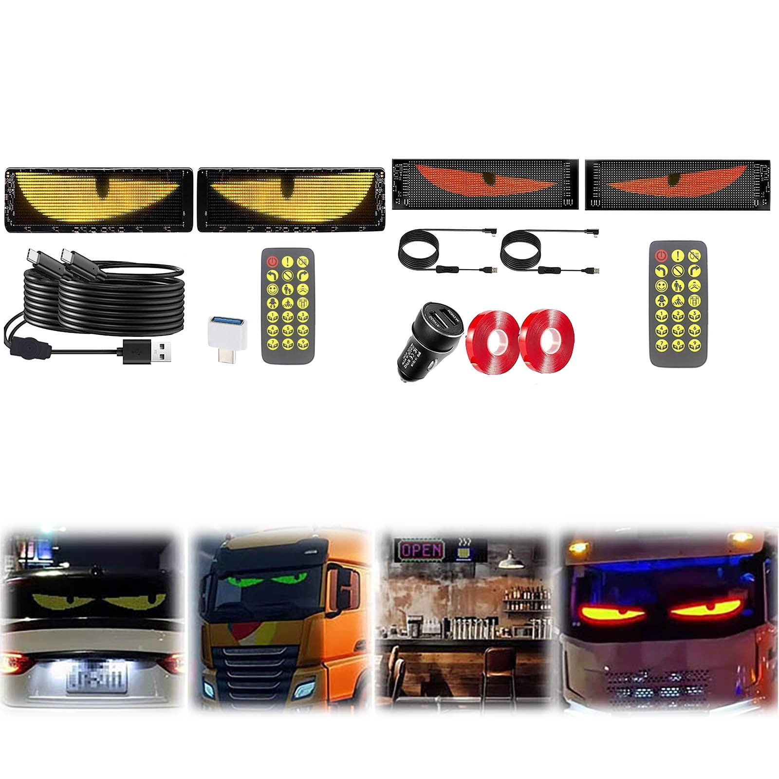 2pc Eyes Lights Flexible LED Display Screen Panel for Car Back Window ...