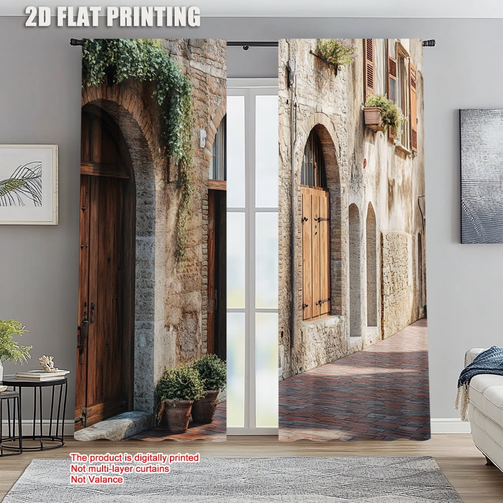 2pc Drapes Street House Machine Washable Polyester Without Electricity ...