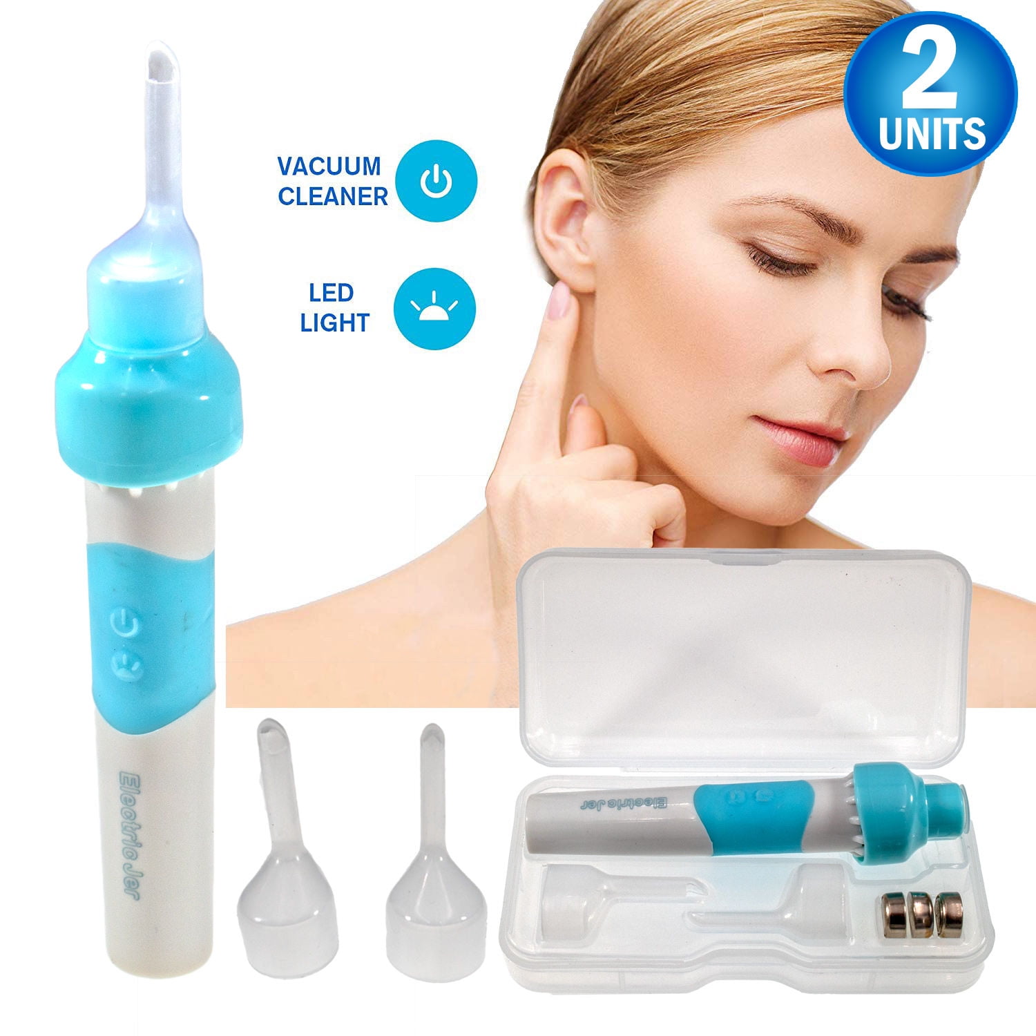2pc Ear Wax Vacuum Removal Kit - Easiest Ear Cleaner & Ear Wax Removal ...