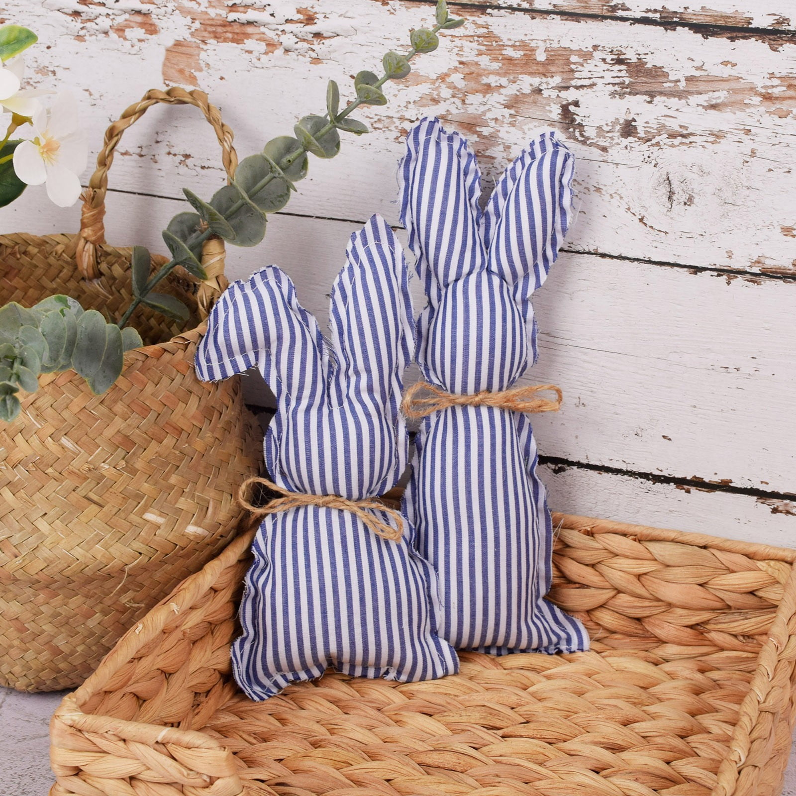 2pc Easter Rustic Bunnies, Farmhouse Easter Decor Bunny Stuffed Fabric ...