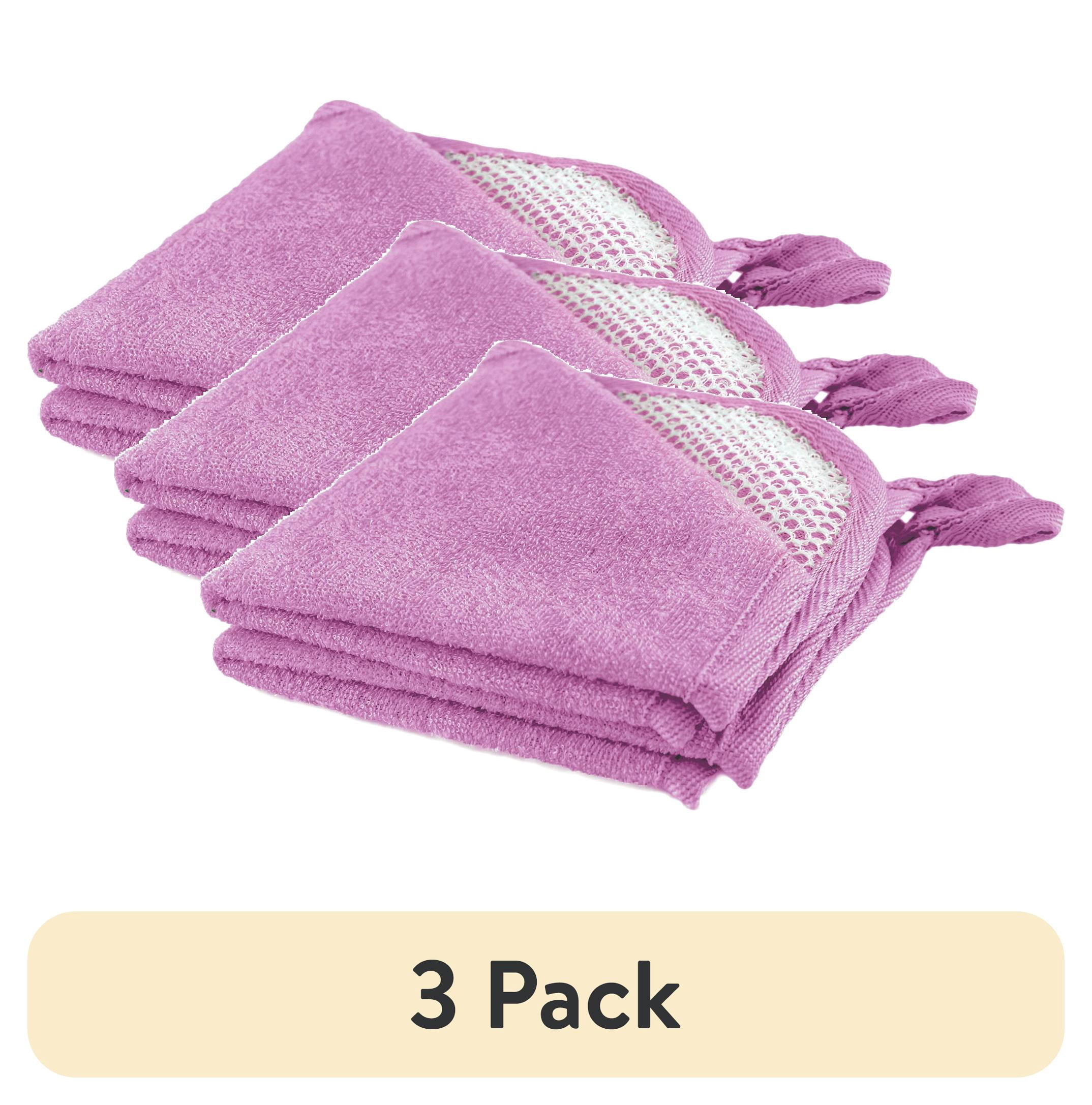 (3 pack) Equate Dual-Sided Exfoliating Terry Wash Cloths, 2 Count ...