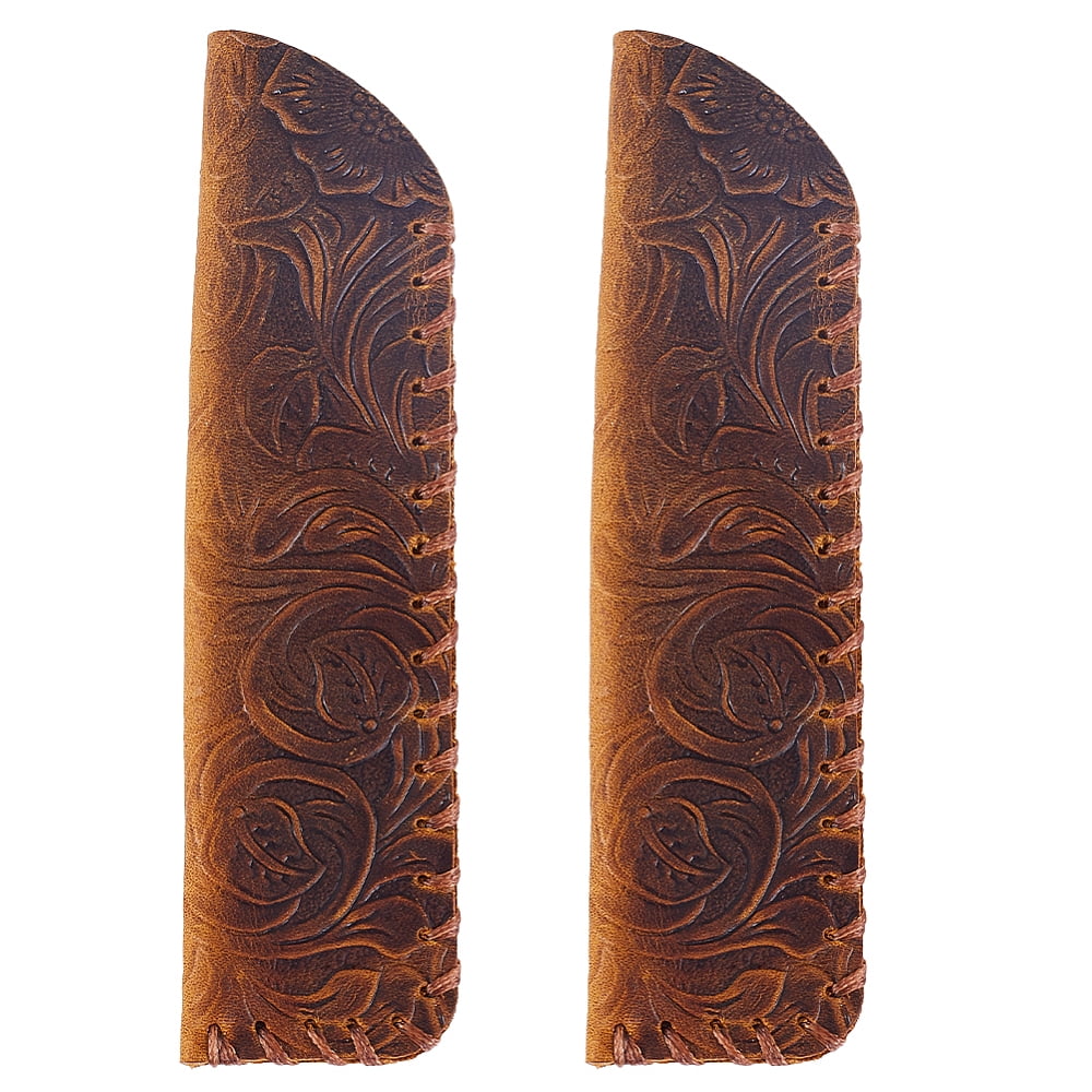 2pc Flower Pattern Cowhide Pen Holders Single Pen Sleeve Fountain Pen ...