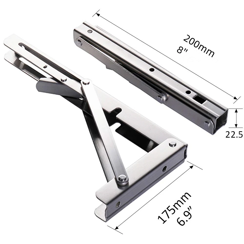 2pc Folding Shelf Brackets Heavy Duty Stainless Steel DIY Wall Mounted ...
