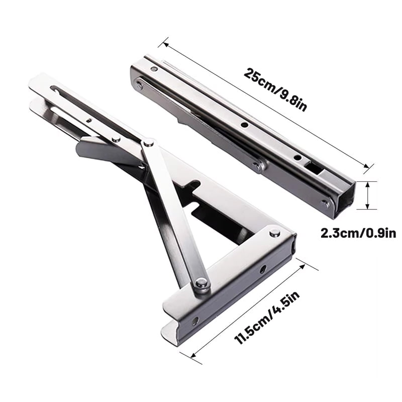 2pc Folding Shelf Brackets Heavy Duty Stainless Steel DIY Wall Mounted ...