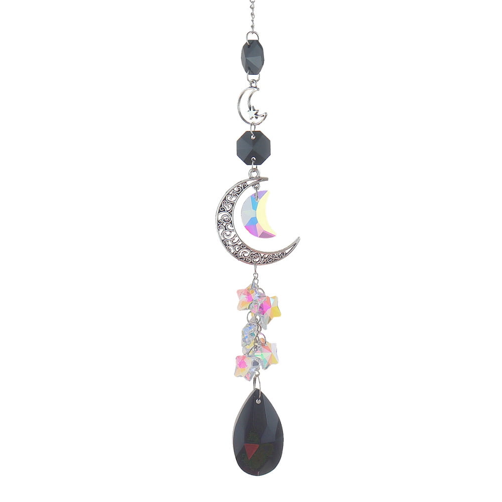 2pc Glass Moon Hanging Suncatcher Pendant Decoration Teardrop Ceiling ...