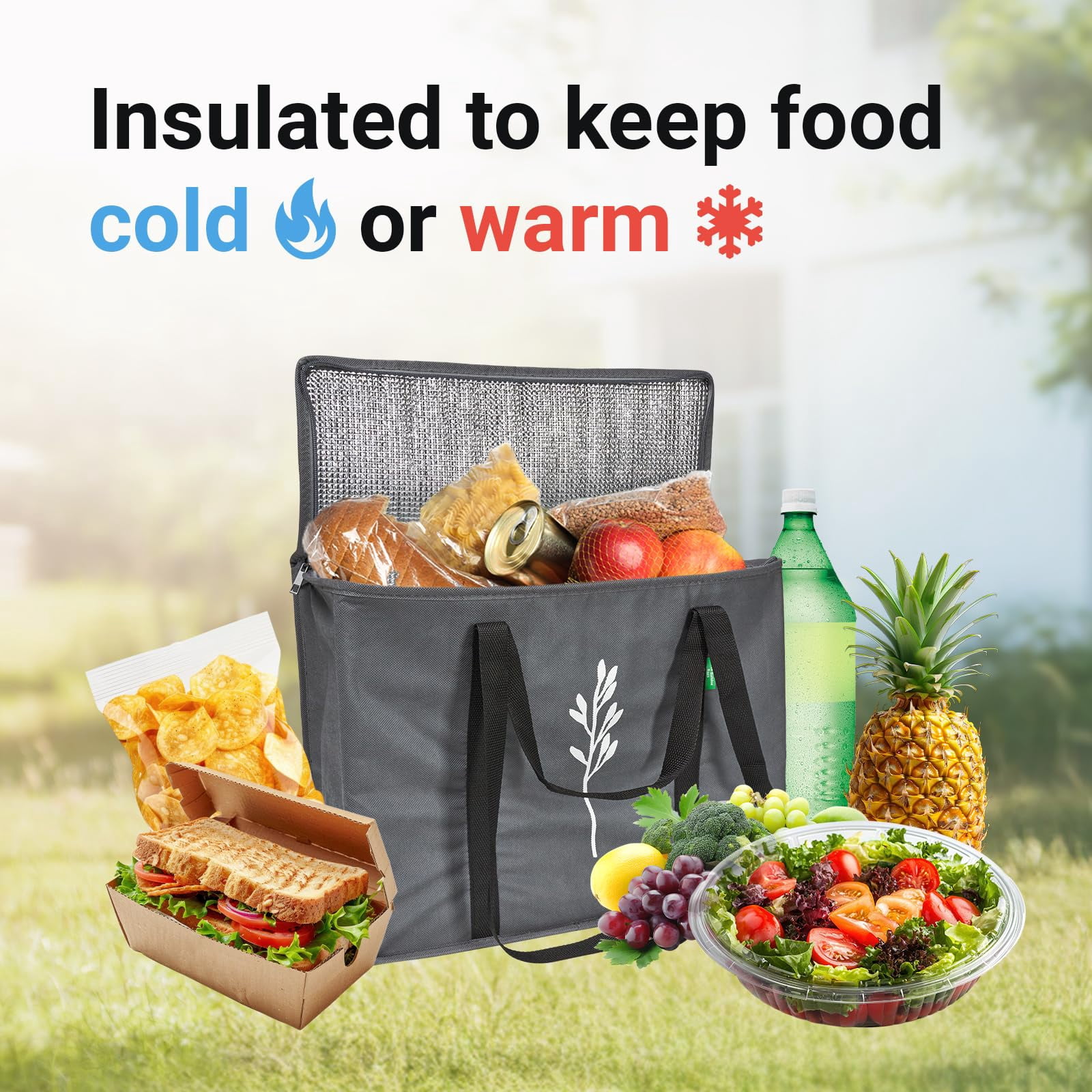 2pc - Gray - Insulated Reusable Eco Grocery Bags - Walmart.com