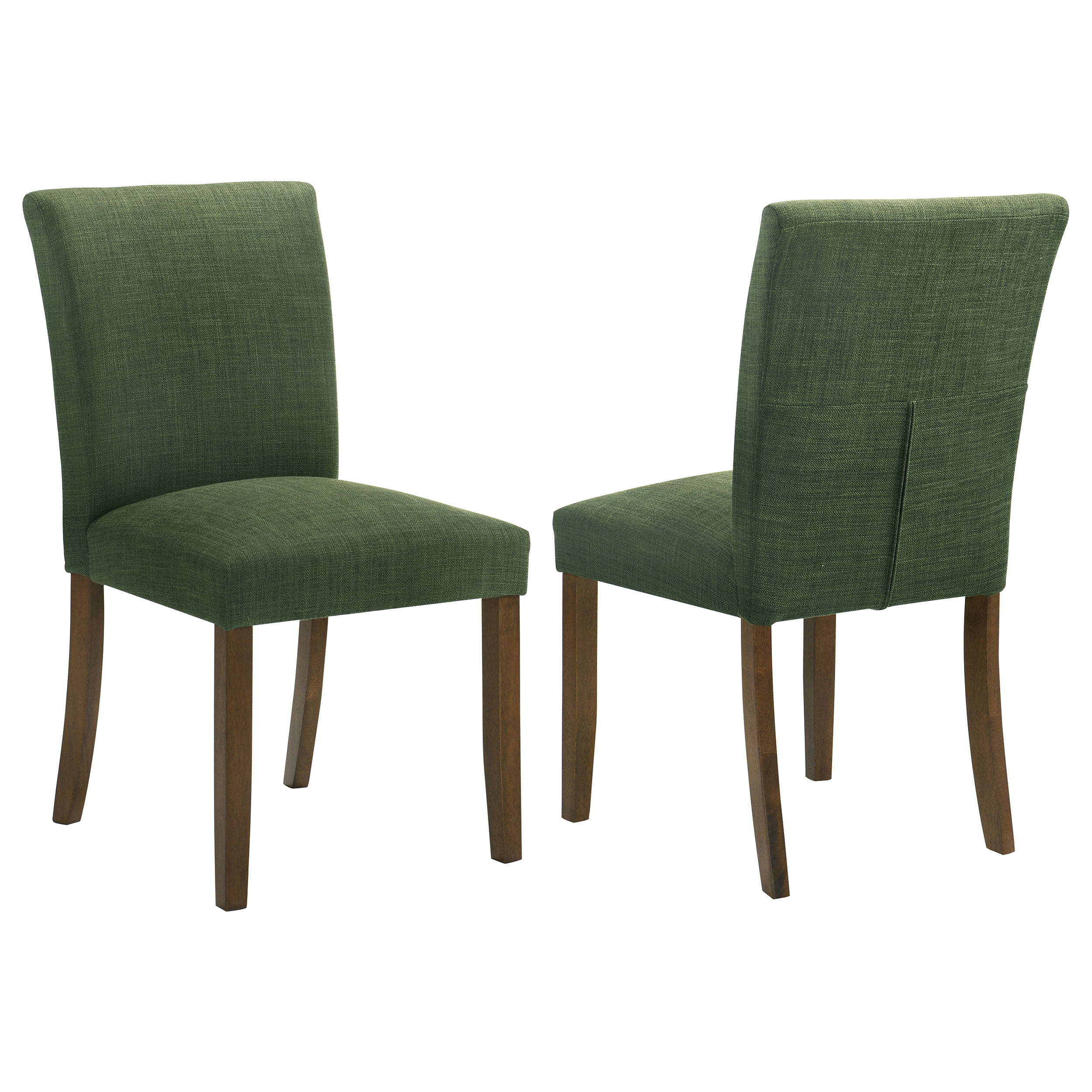 2pc Green Upholstered Dining Side Chairs - Rubberwood Legs, Curved Back ...