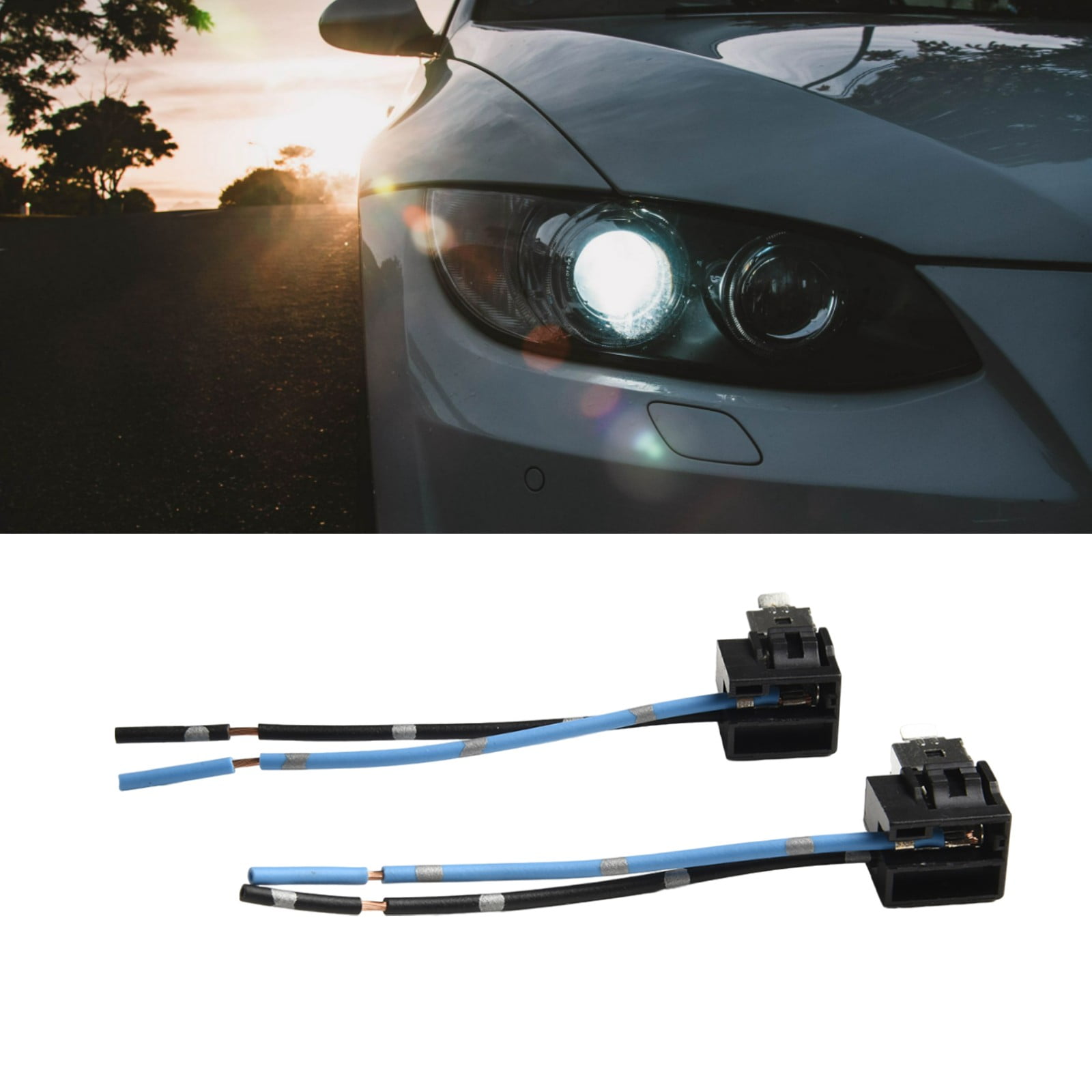 2pc H1 Bulb Car Headlight Bulb Socket Wiring Harness Connector Plug ...