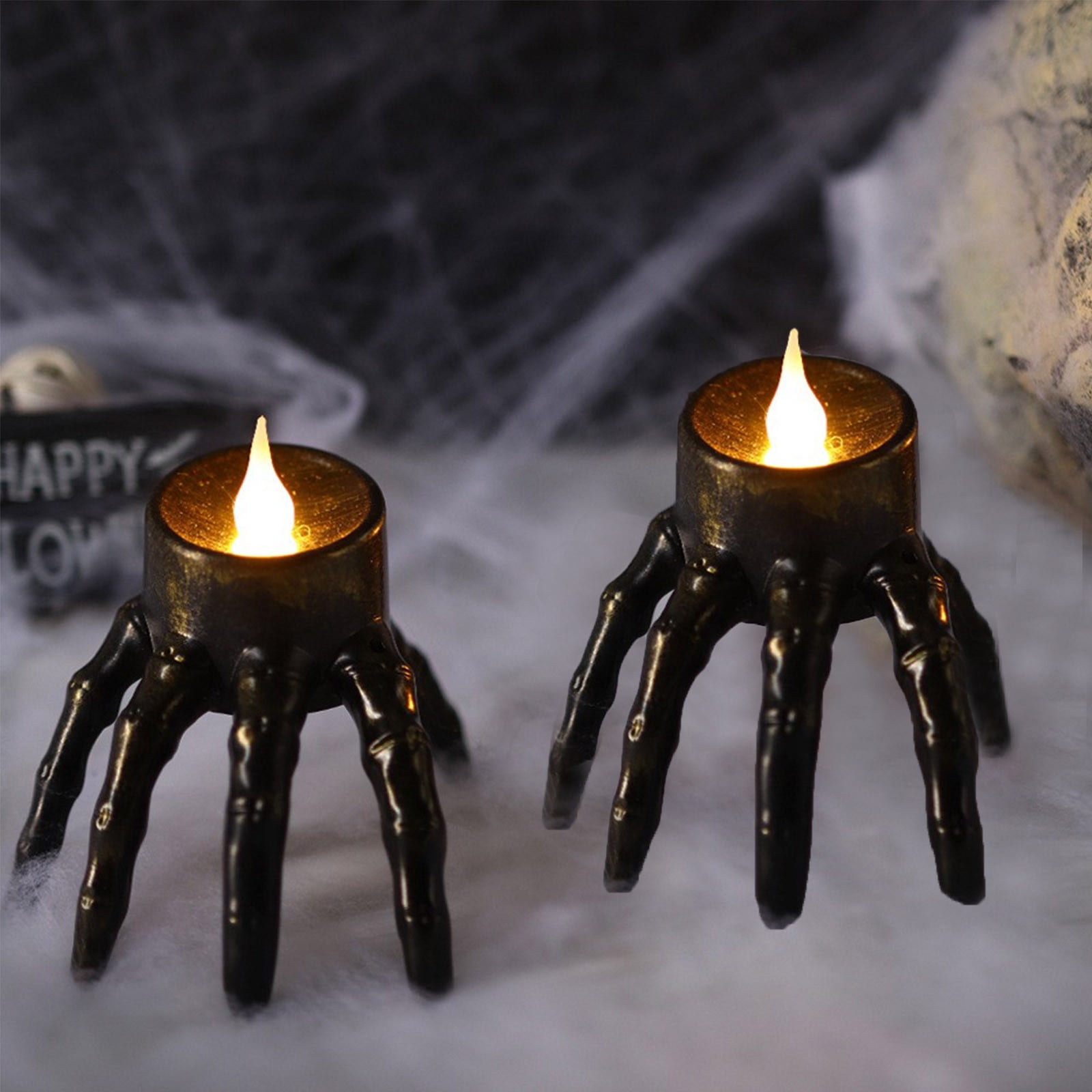 2pc Halloween Spooky Skeleton Hand Candle Flameless Candle Lamp Scary ...
