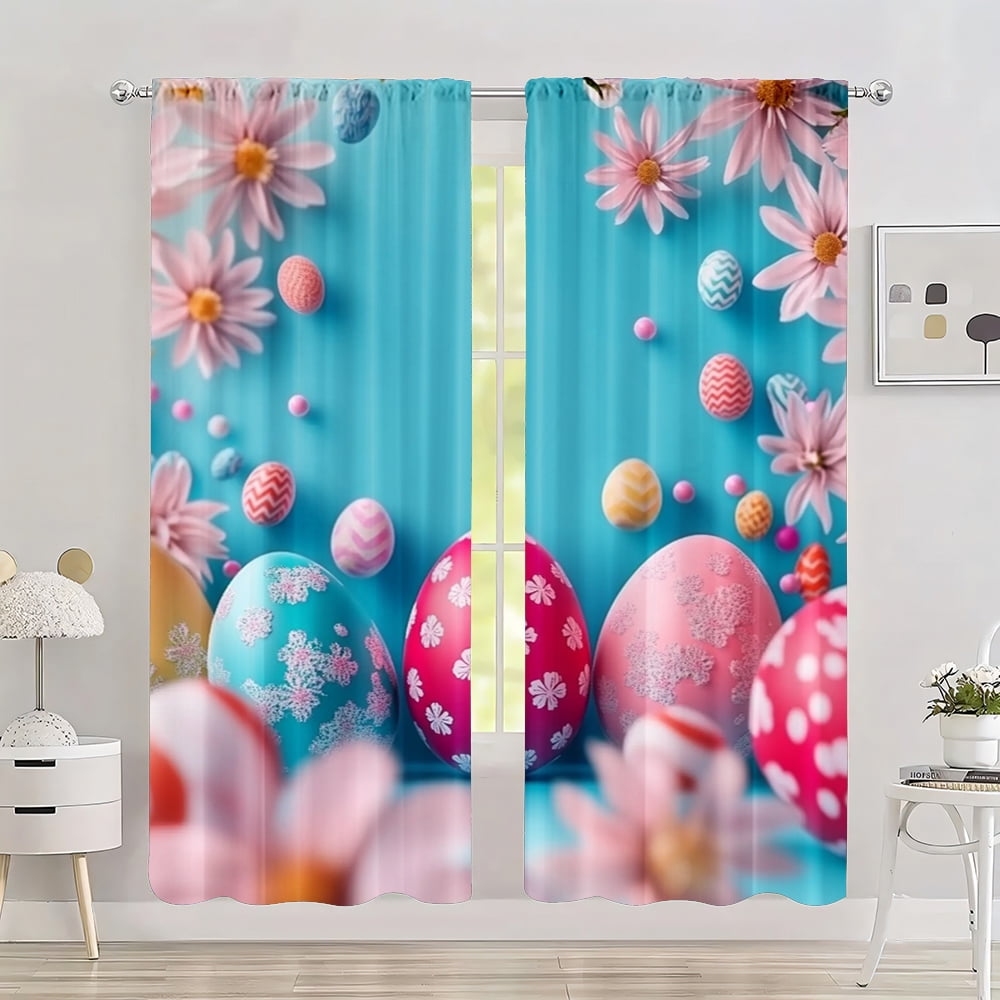 2pc Holid Party Curtain Easter 1 Machine Washable Fabric Without ...