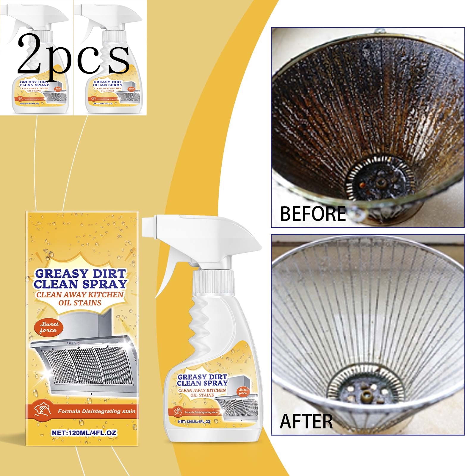 2pc Kitchen Grease Cleaner, Kitchen Heavy Duty Cleaner, Kitchen Pots ...