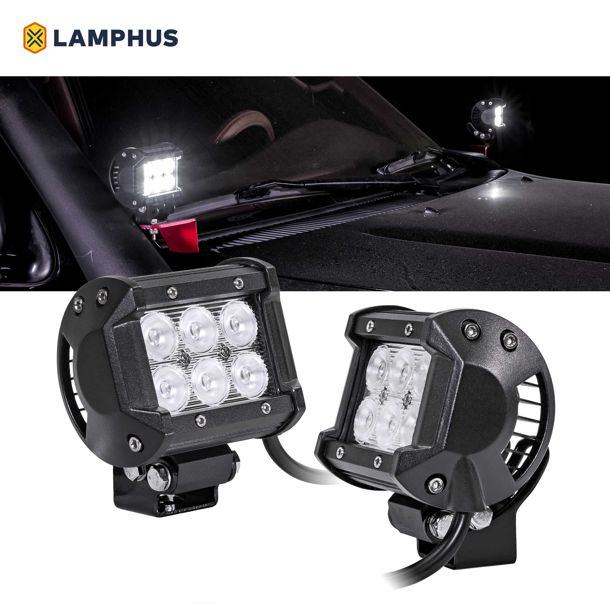 2pc LAMPHUS CRUIZER 4" 18W LED Flood Light [60 Degree Spread ...