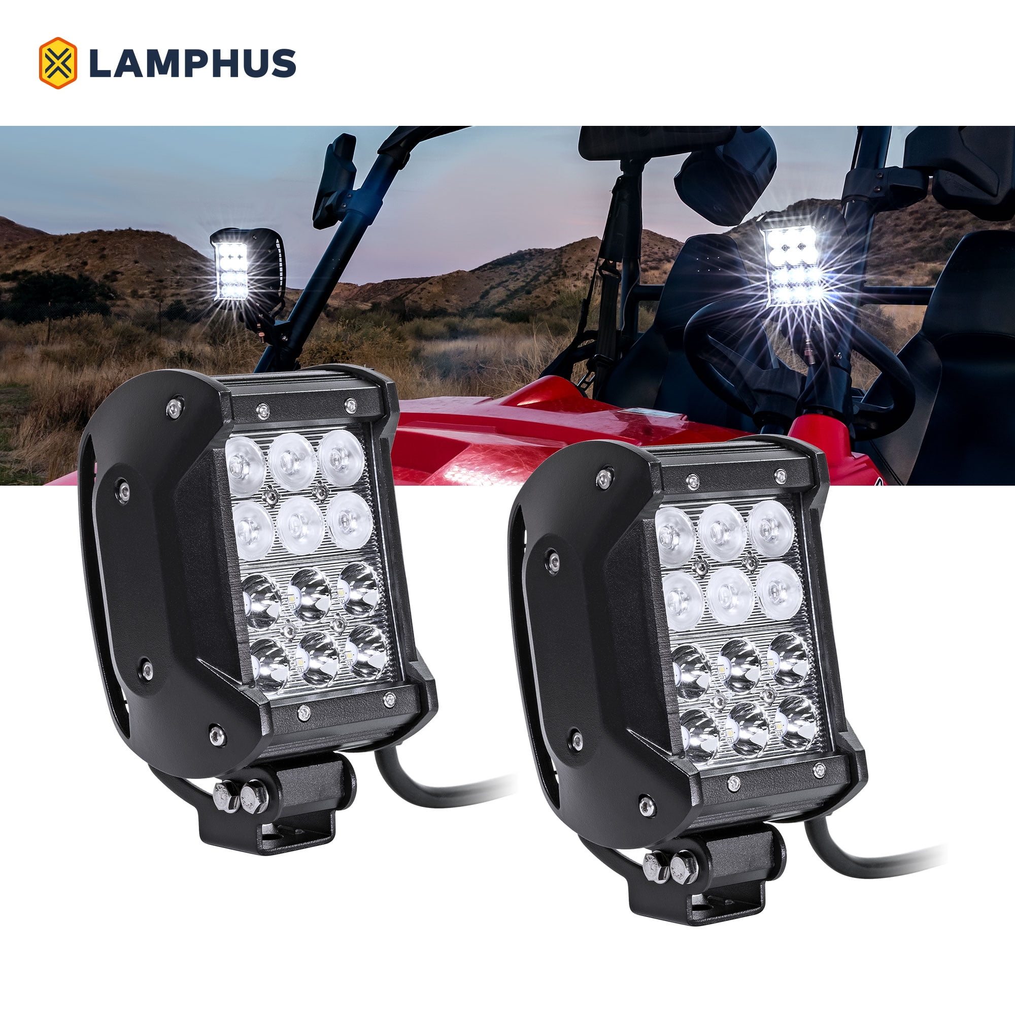 2pc LAMPHUS CRUIZER 4" 36W LED Work Light Bar [Flood/Spot Combo] [30/60 ...