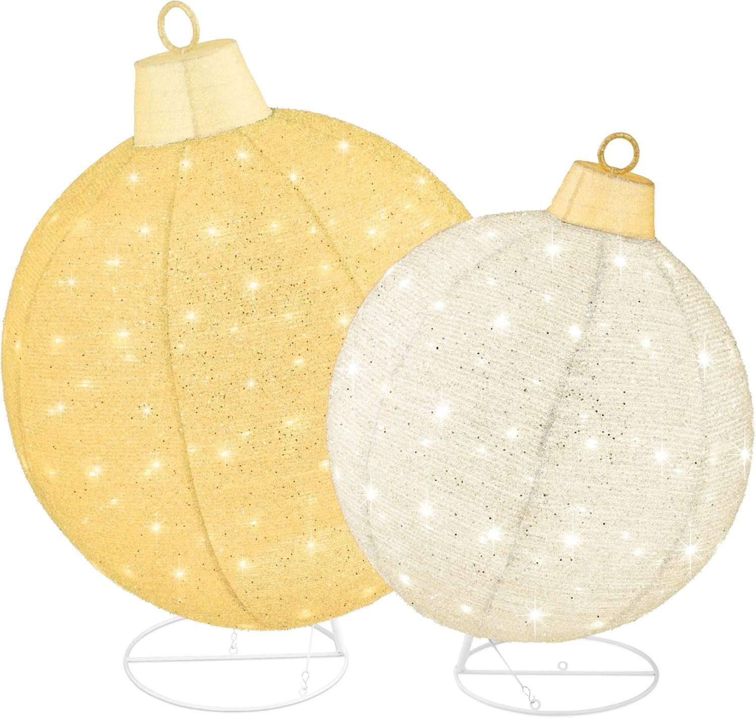 2pc Lighted Pop-Up Outdoor Christmas Ornament Set, Holiday Ball ...