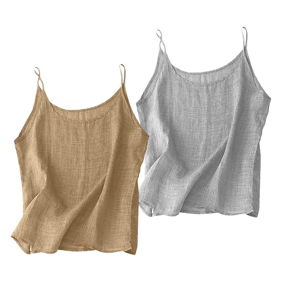 2pc Linen Tank Tops for Women Loose Tank Tops Flowy Tank Tops Linen ...