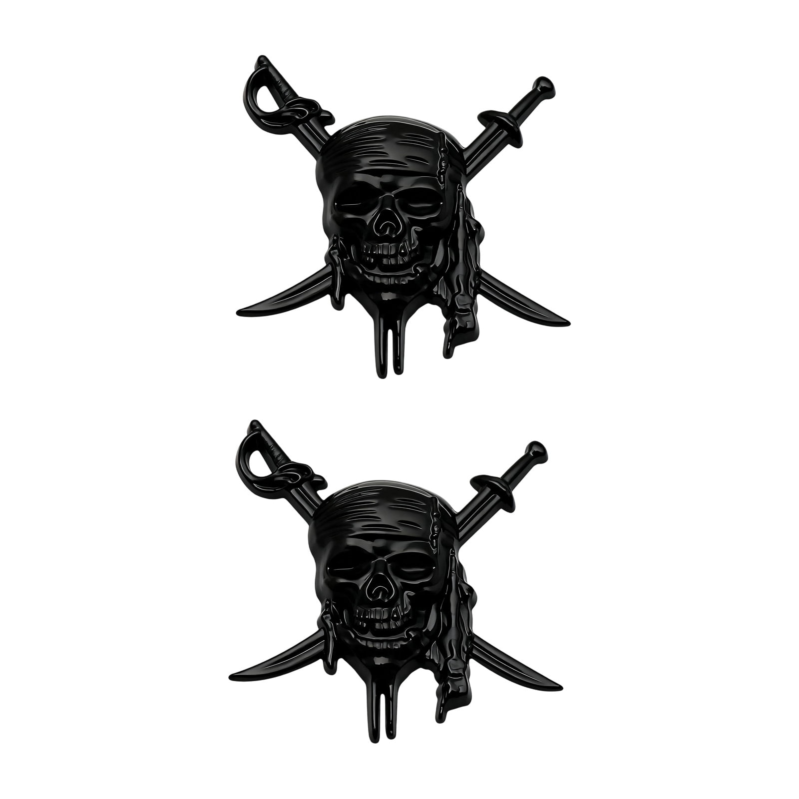 2pc Metal Skull Sticker Car Emblems Raised Design Weather Resistance ...