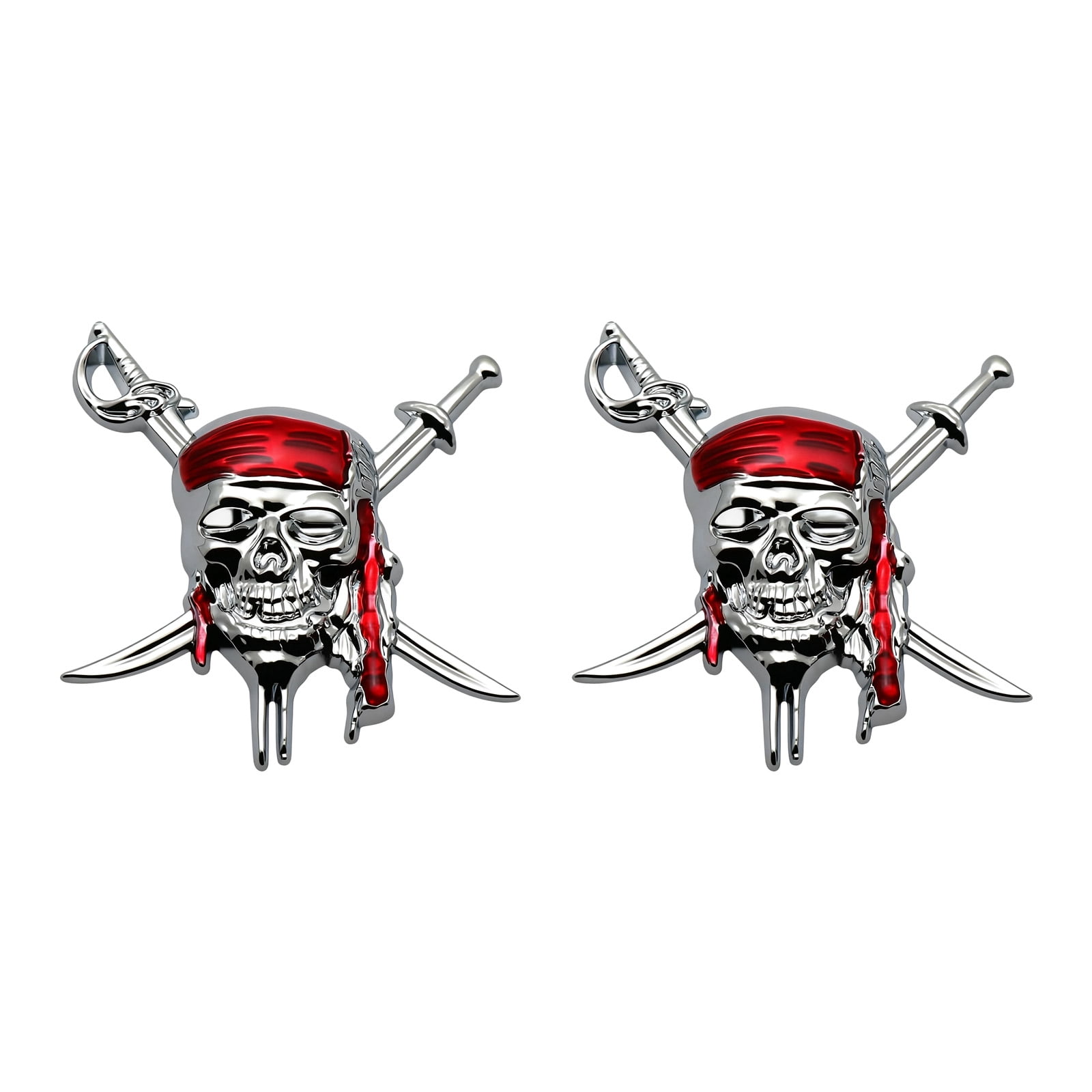 2pc Metal Skull Sticker Car Emblems Raised Design Weather Resistance ...
