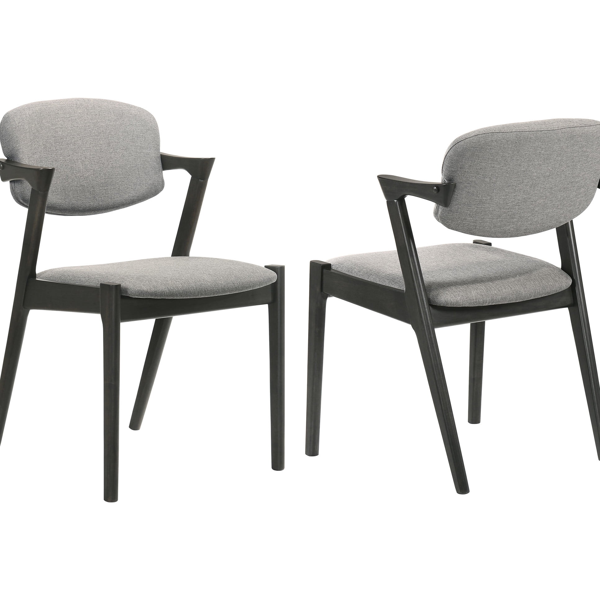 2pc Mid-century Style Chairs For Dining, Solid Wood Frame, Rich Fabric ...