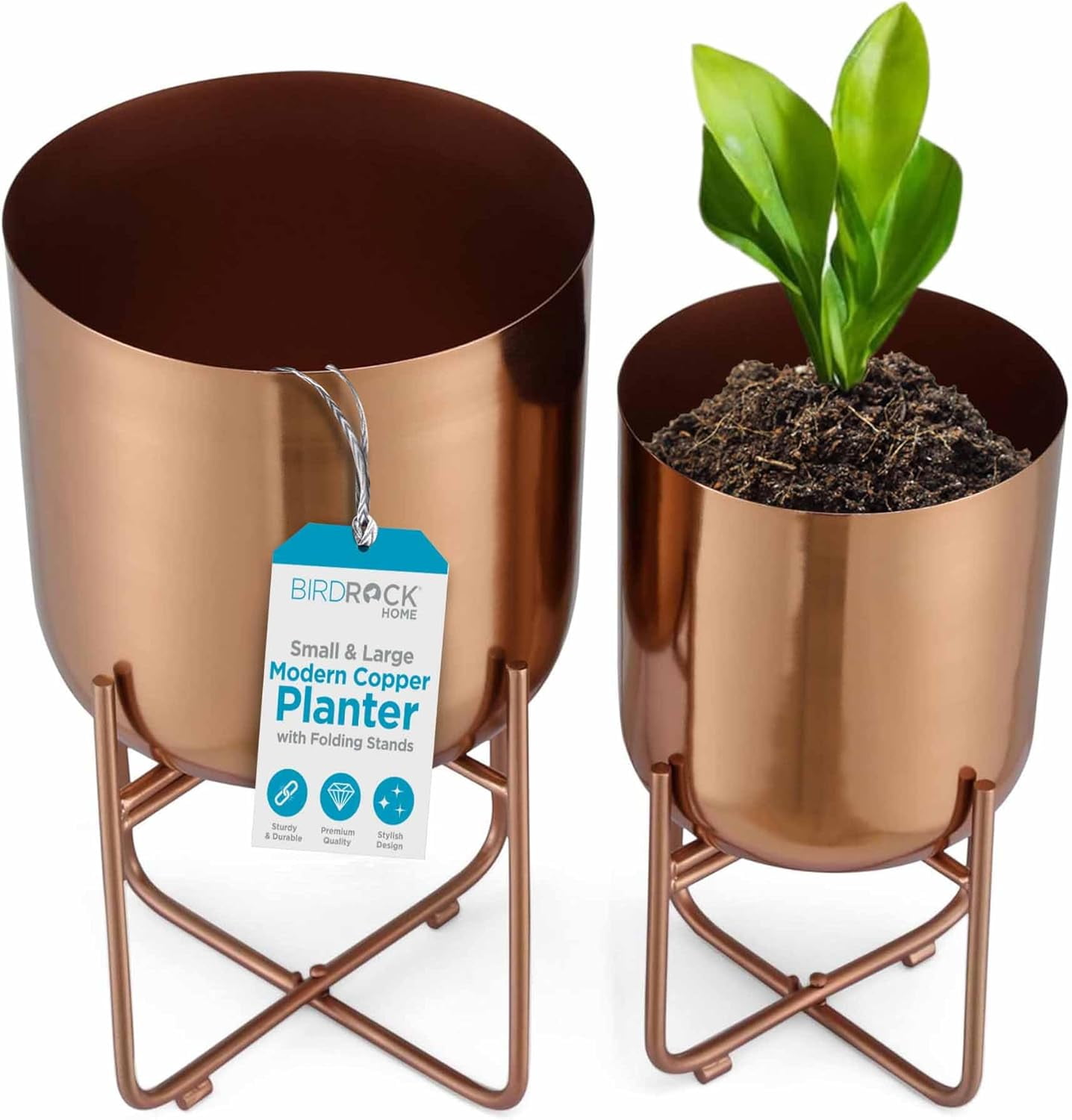 2pc Modern Planter with Stand - Elevated Plant Holder for Indoor ...