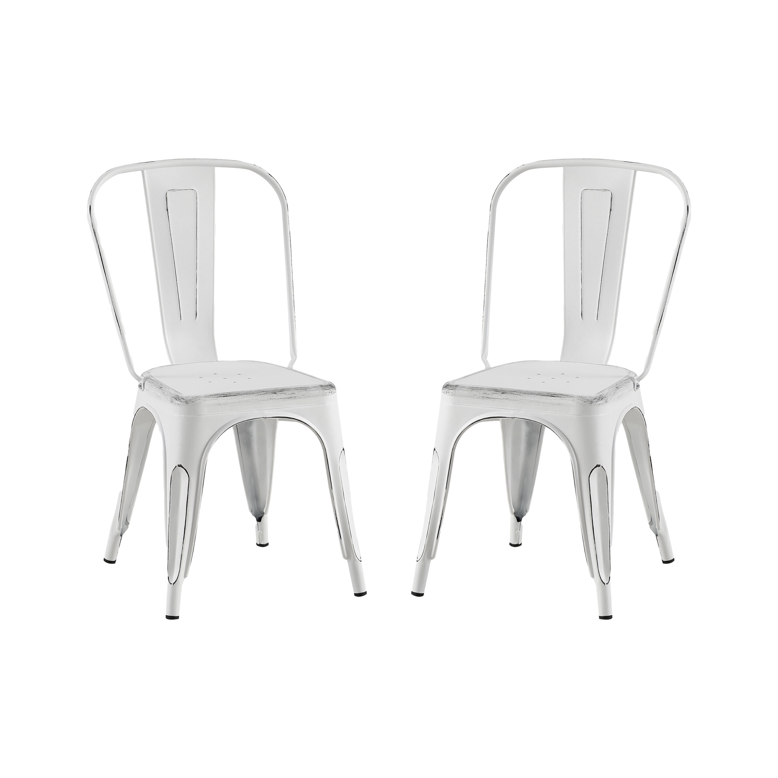 2pc Modern Sanded Matte White Finish Metal Dining Room Kitchen Bar ...