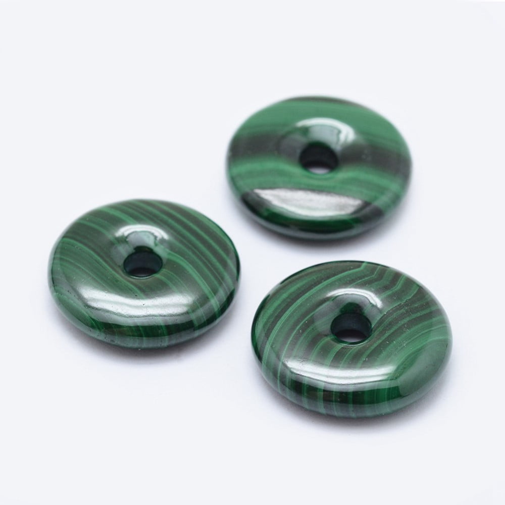 2pc Natural Malachite Pendants Donut/Pi Disc 22x4.5~5.5mm Hole: 4mm ...
