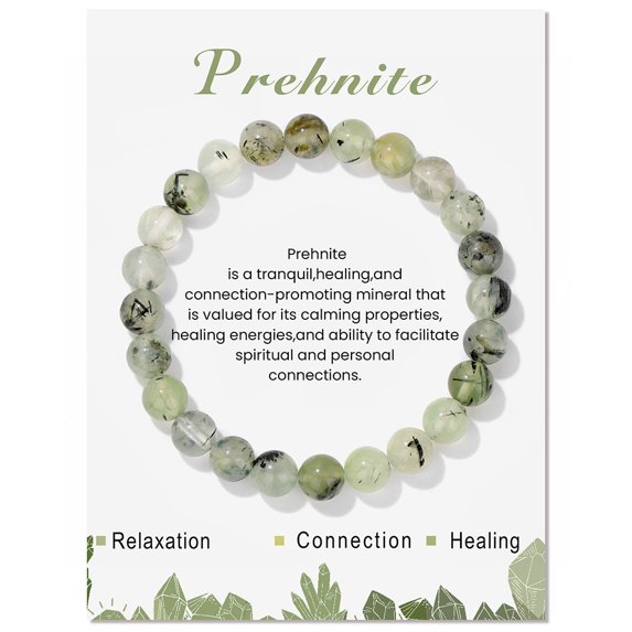 2pc Natural Prehnite Beaded Stretch Bracelets Round 7-1/2x1/4 inch(19x0 ...