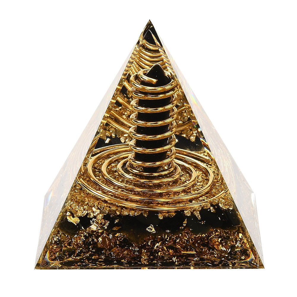 2pc Orgonite Pyramid Resin Energy Generators Reiki Natural Obsidian ...