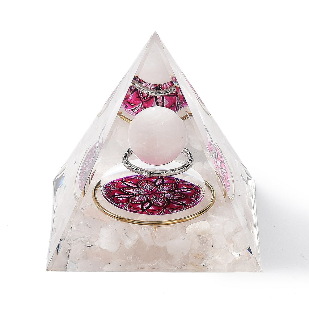2pc Orgonite Pyramid Resin Energy Generators Reiki Natural Rose Quartz Chips Inside for Home ...