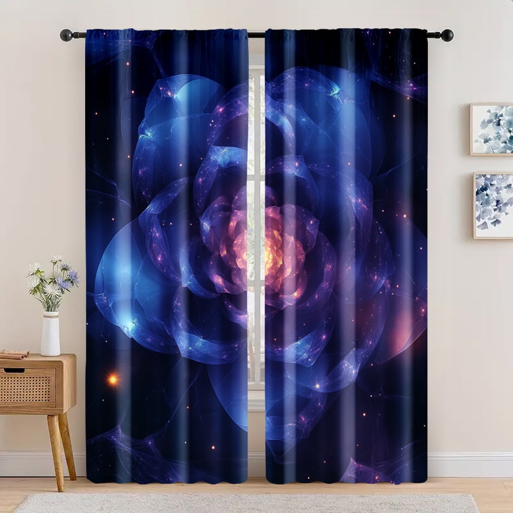 2pc Party Curtain Mysterious flowers_ Light Filter Family Party ration ...