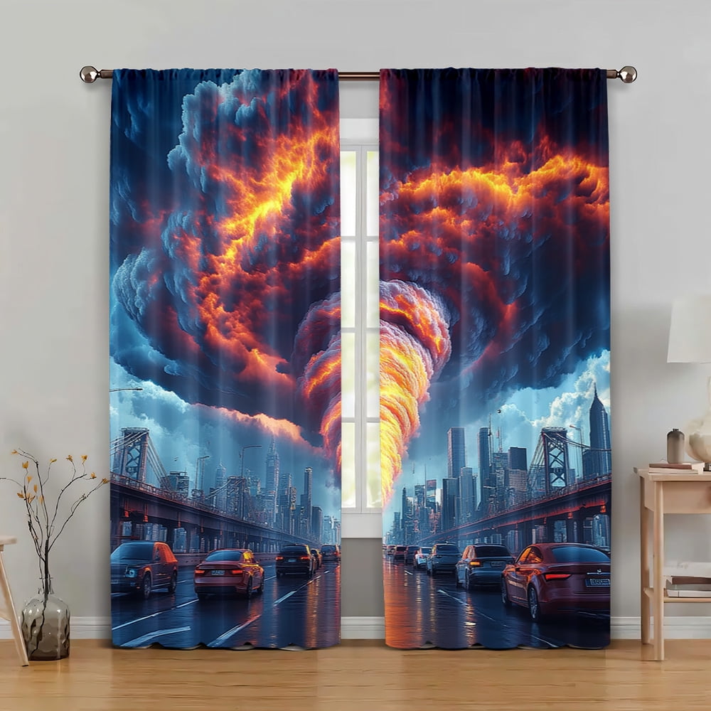 2pc Party Window Curtains Freeways and Tornadoes Polyester Without ...