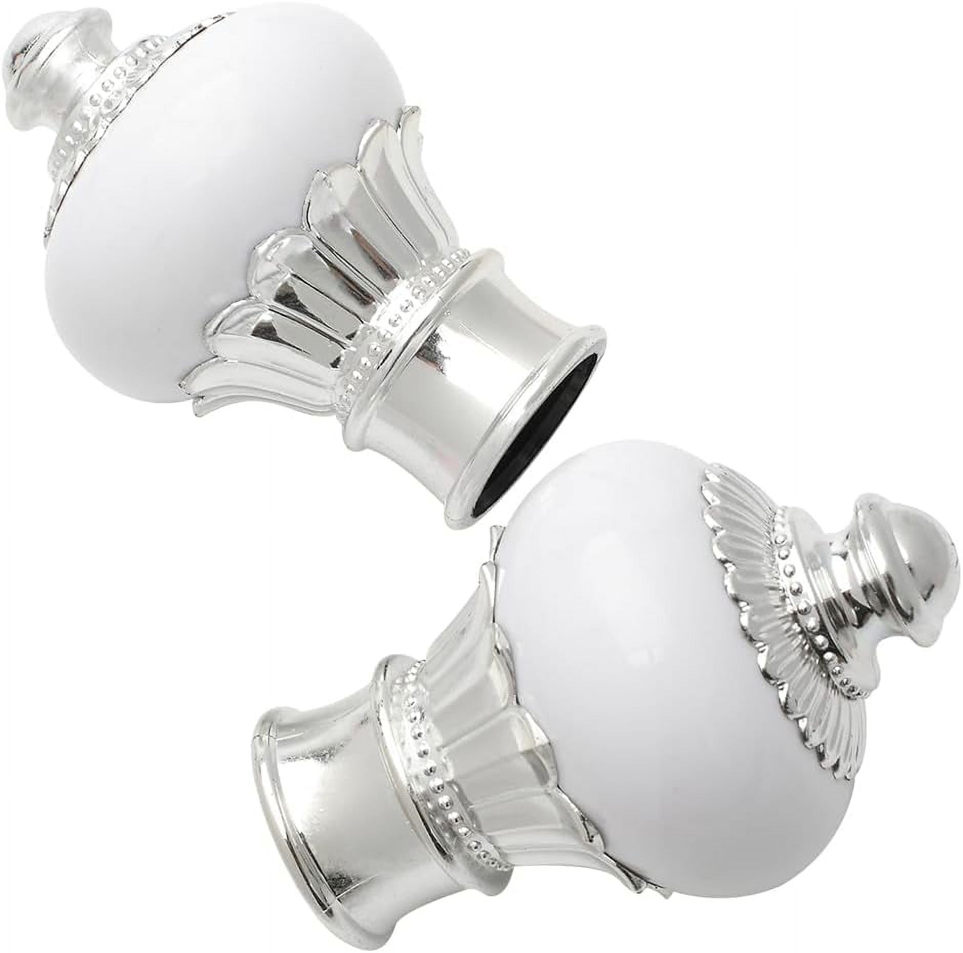 2pc Plastic Curtain Rod Head Round Drapery Pole Finials White 98x65mm ...