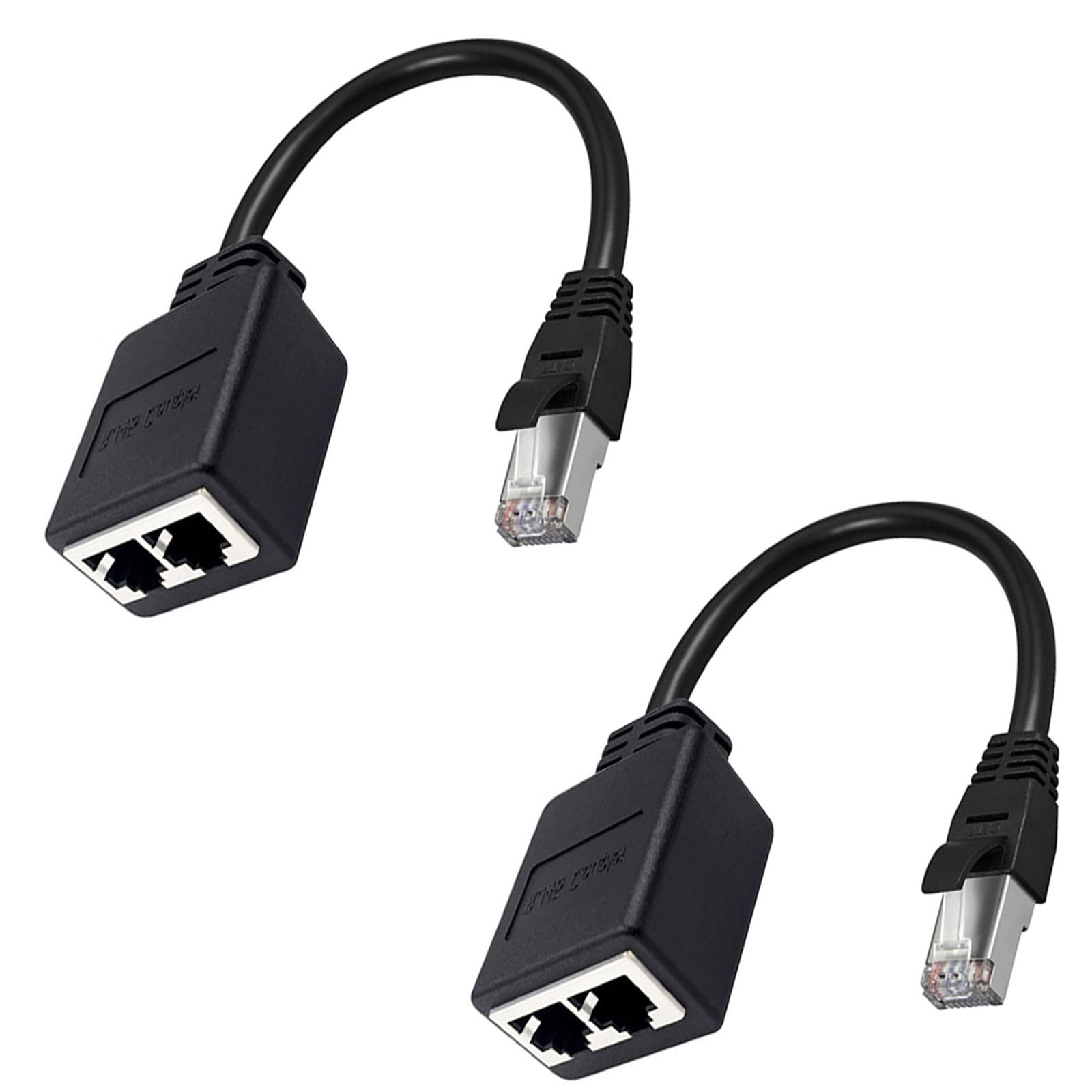 2pc RJ45 1 Male To 2 Female Socket Port Network Cord High Speed Cable ...
