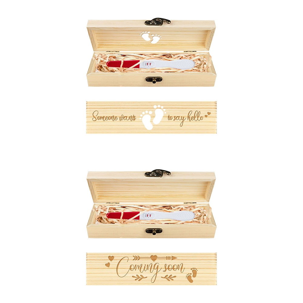 2pc Rectangle Wooden Pregnancy Test Keepsake Box with Lock Baby ...