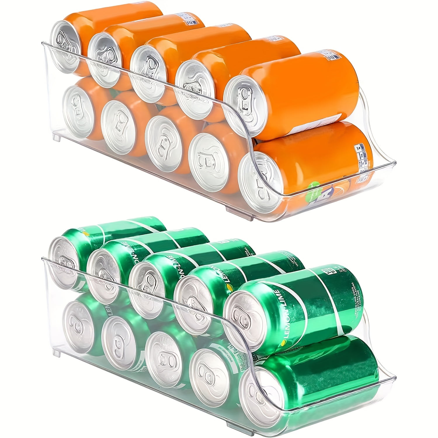 Enfourclass Refrigerator Organizer Bins, Soda Can Dispenser, Clear ...