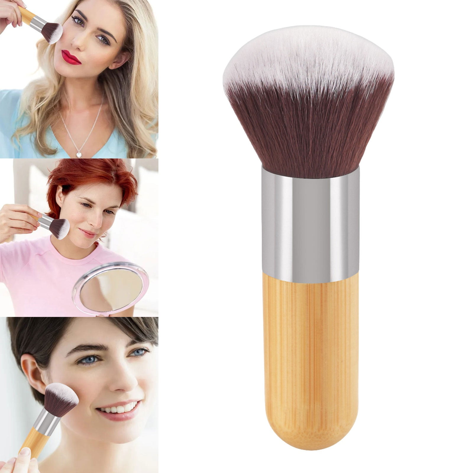 2pc Retractable Airbrush Kabuki Brush for All Face Makeup Foundation for Liquid Cream and Powder ...