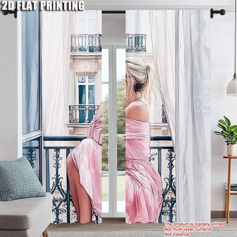 2pc Scene Curtain classic elegant Versatile Fabric Without Electricity ...