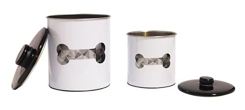 2pc Set Dog Treat Container with Lid, Round Tin Dog Treat Storage Jar ...