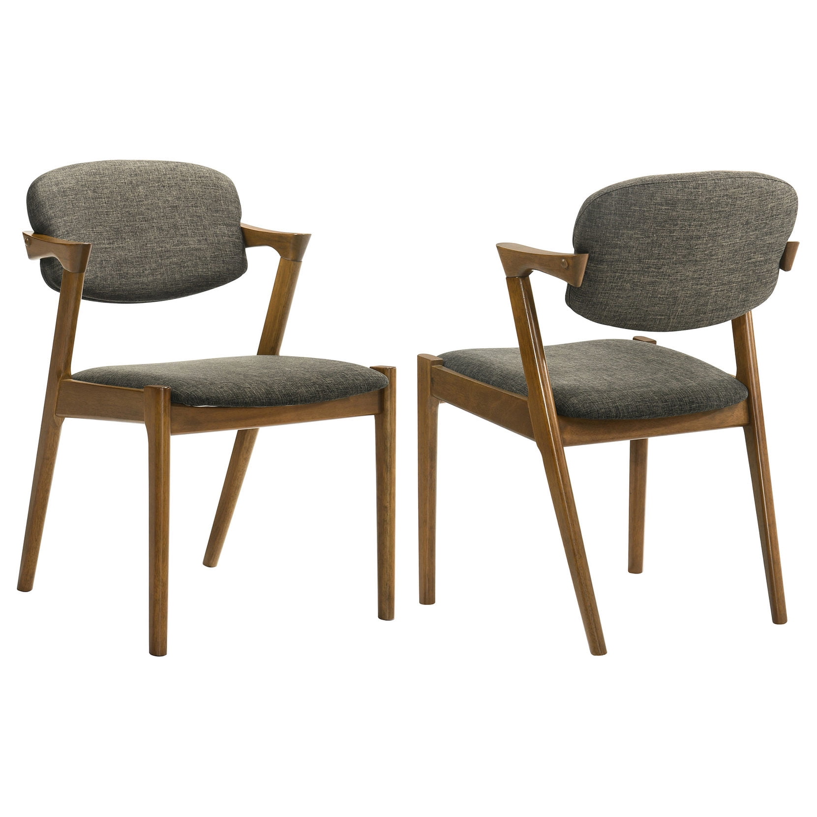 2pc Set Mid-century Modern Brown Z-chair with Dark Walnut Finish ...