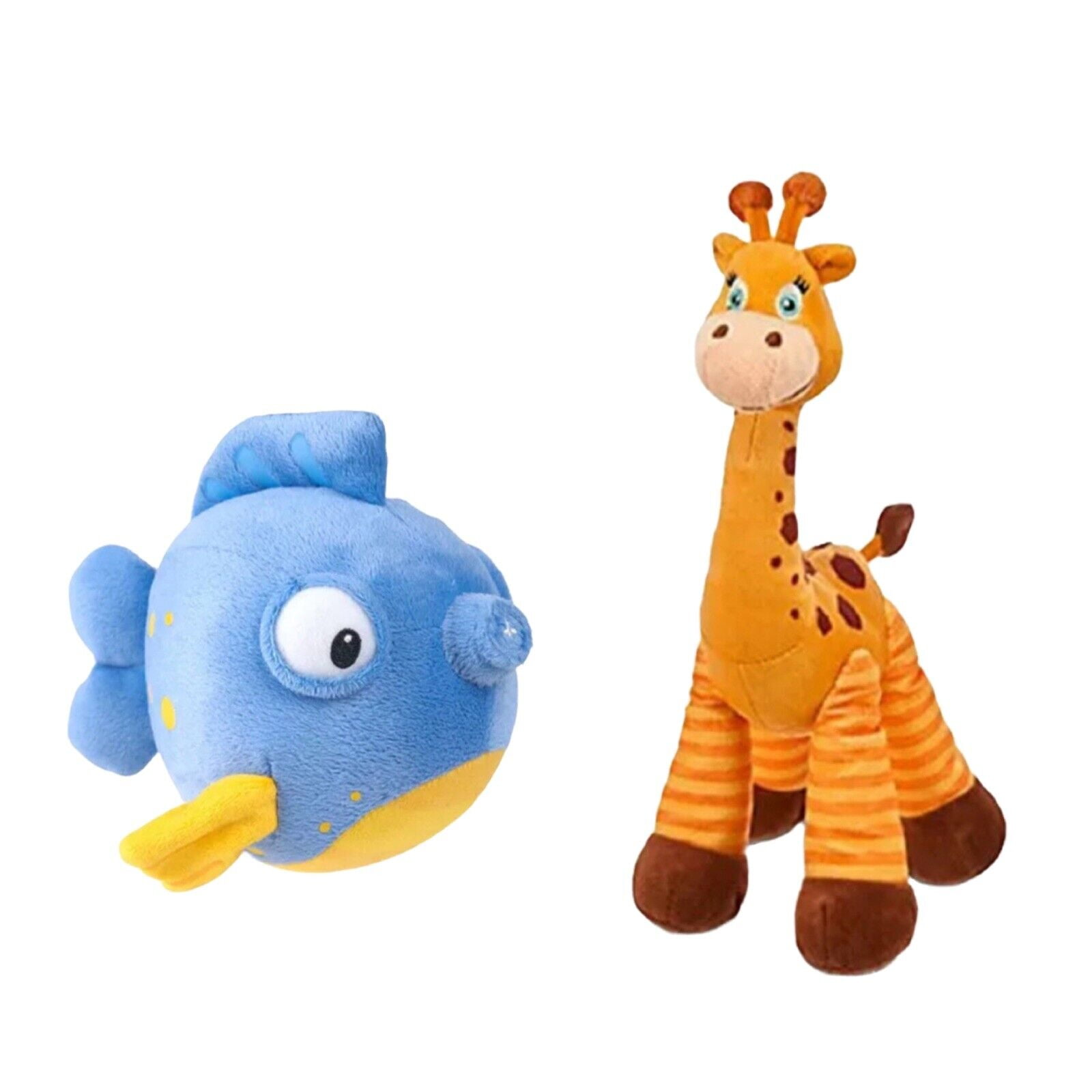 2pc Set Plush Squeakers Bloat Fish & Gabby Giraffe 8” Stuffed Animal ...