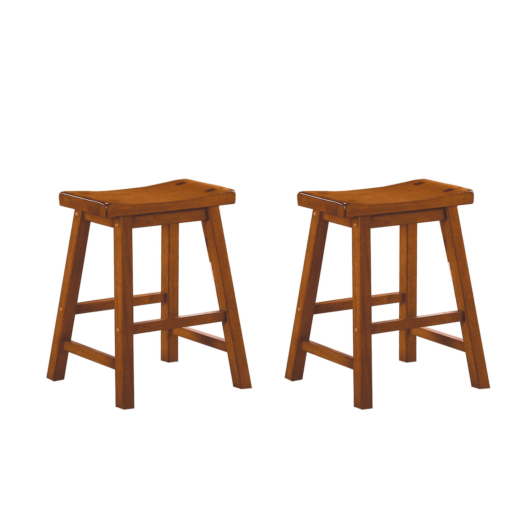 2pc Set of 18-inch Solid Wood Saddle Stools | Oak Finish, Good for ...