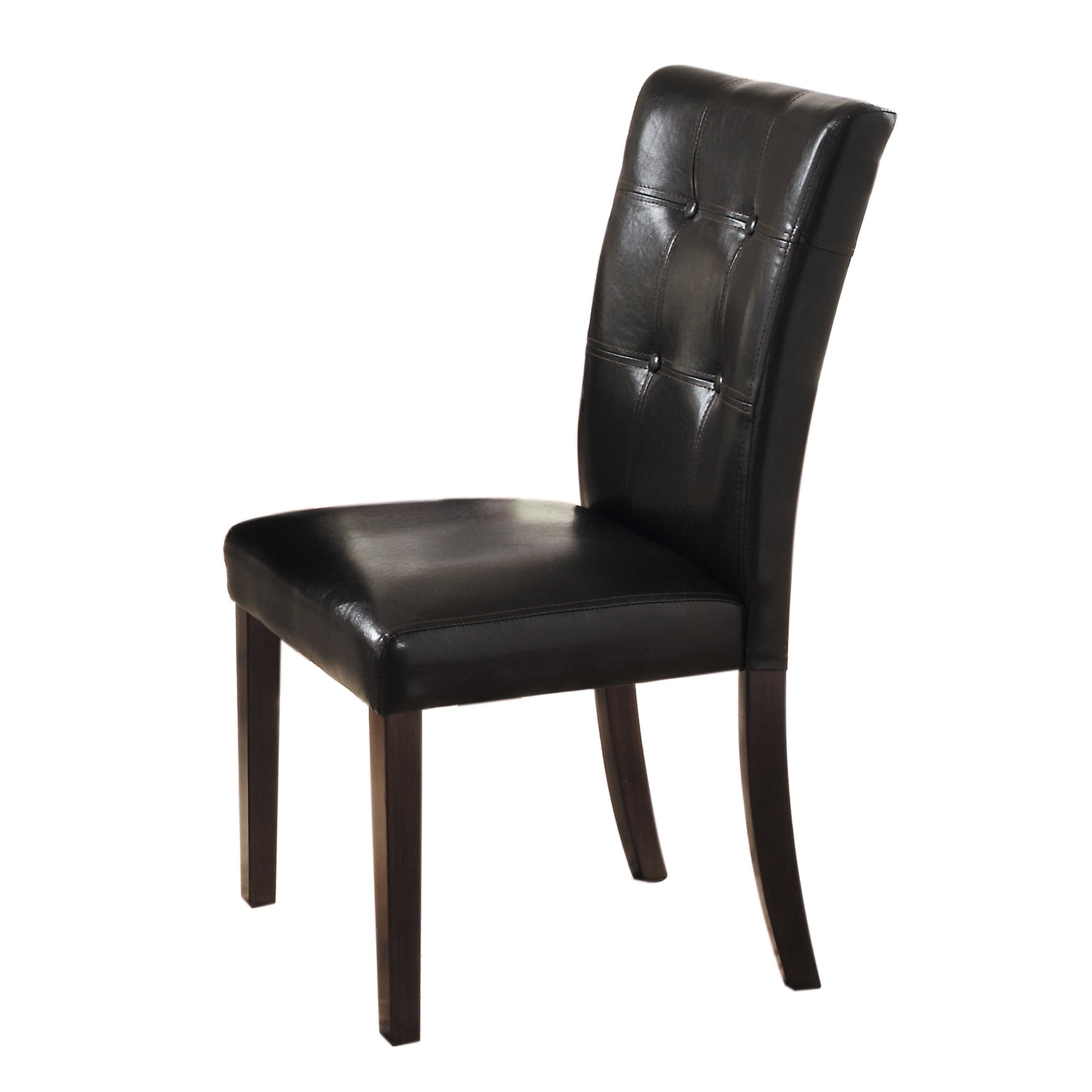 2pc Side Chairs, Button- Back, Wood Frame, Faux Leather Upholstery ...